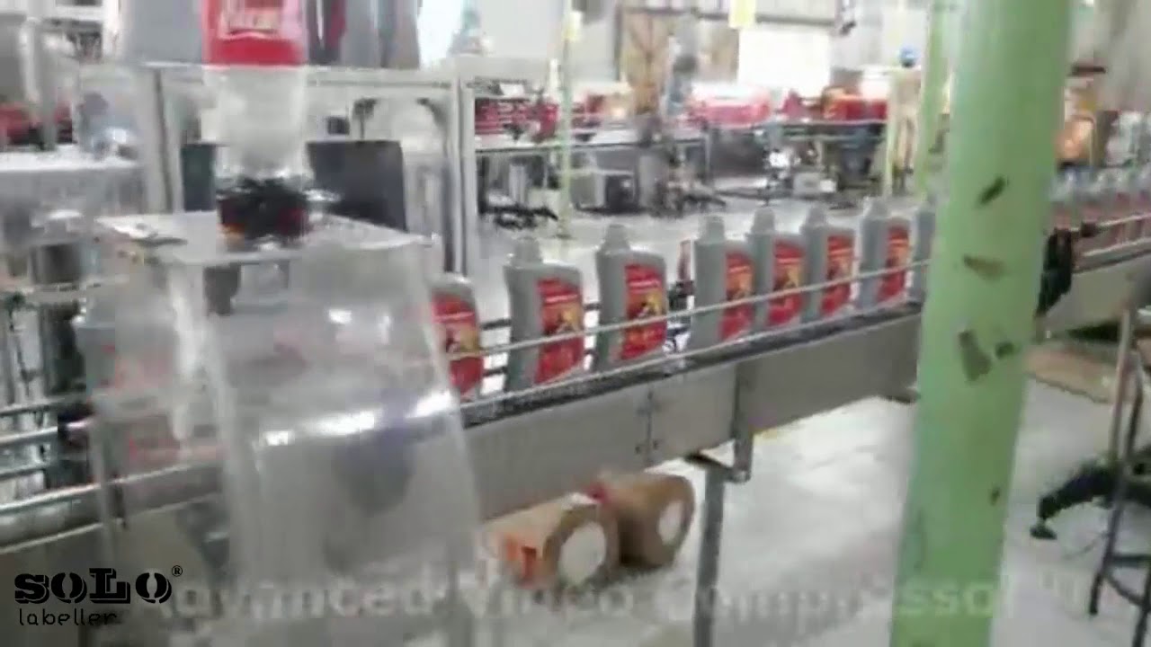 Engine Oil Labelling Machine | 2 Side Servo Ecam High Speed Labelling ...