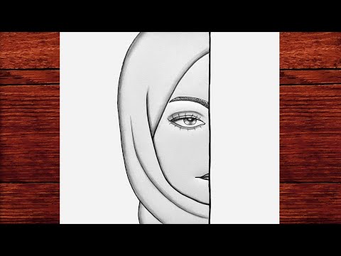 Karakalem Güzel Kız Yüzü Çizimi - Tesettürlü Bir Kız Çizimi Yapmak - Çizim Mektebi Easy Girl Drawing