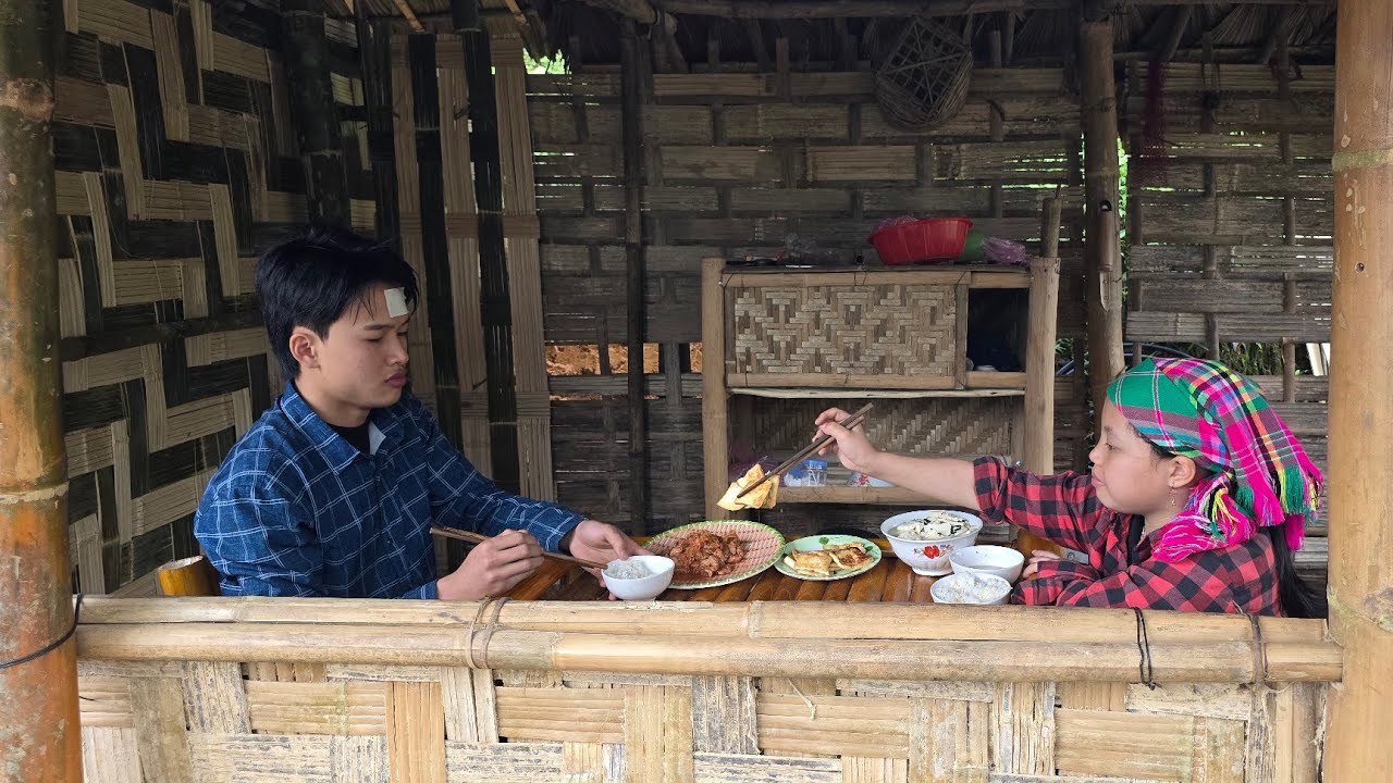 After tiring working days, the boy got sick. The girl harvested ...