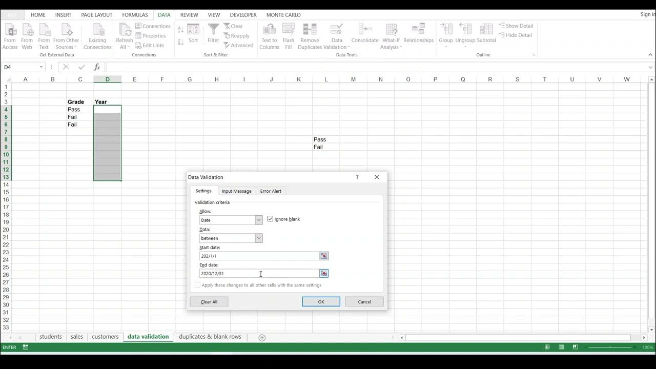 Data validation - YouTube