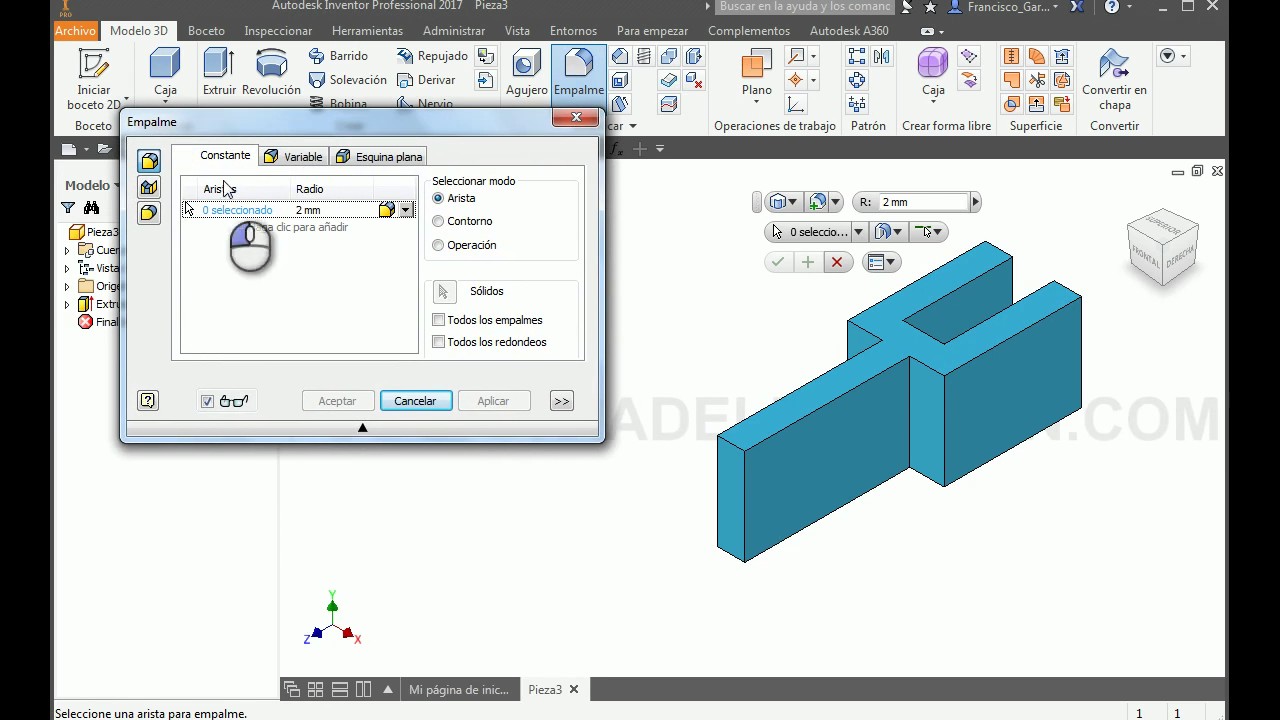 Autodesk Inventor - Modelado básico de una horquilla - YouTube
