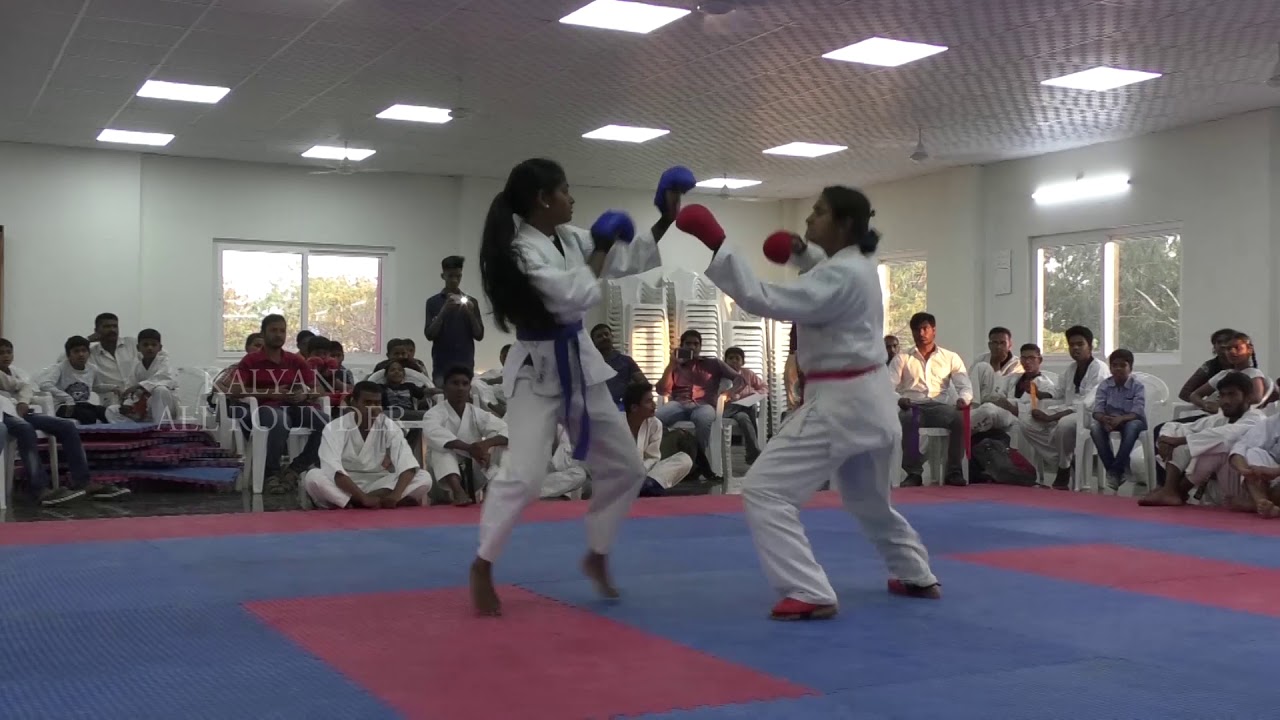 black belt girls kumite event by karate competitions - YouTube