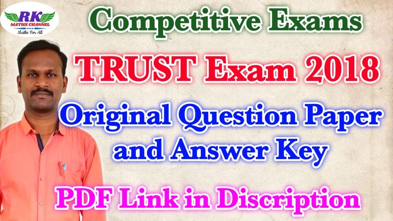 TRUST Exam 2018|Original Question Paper and Answer key|PDF Link in ...