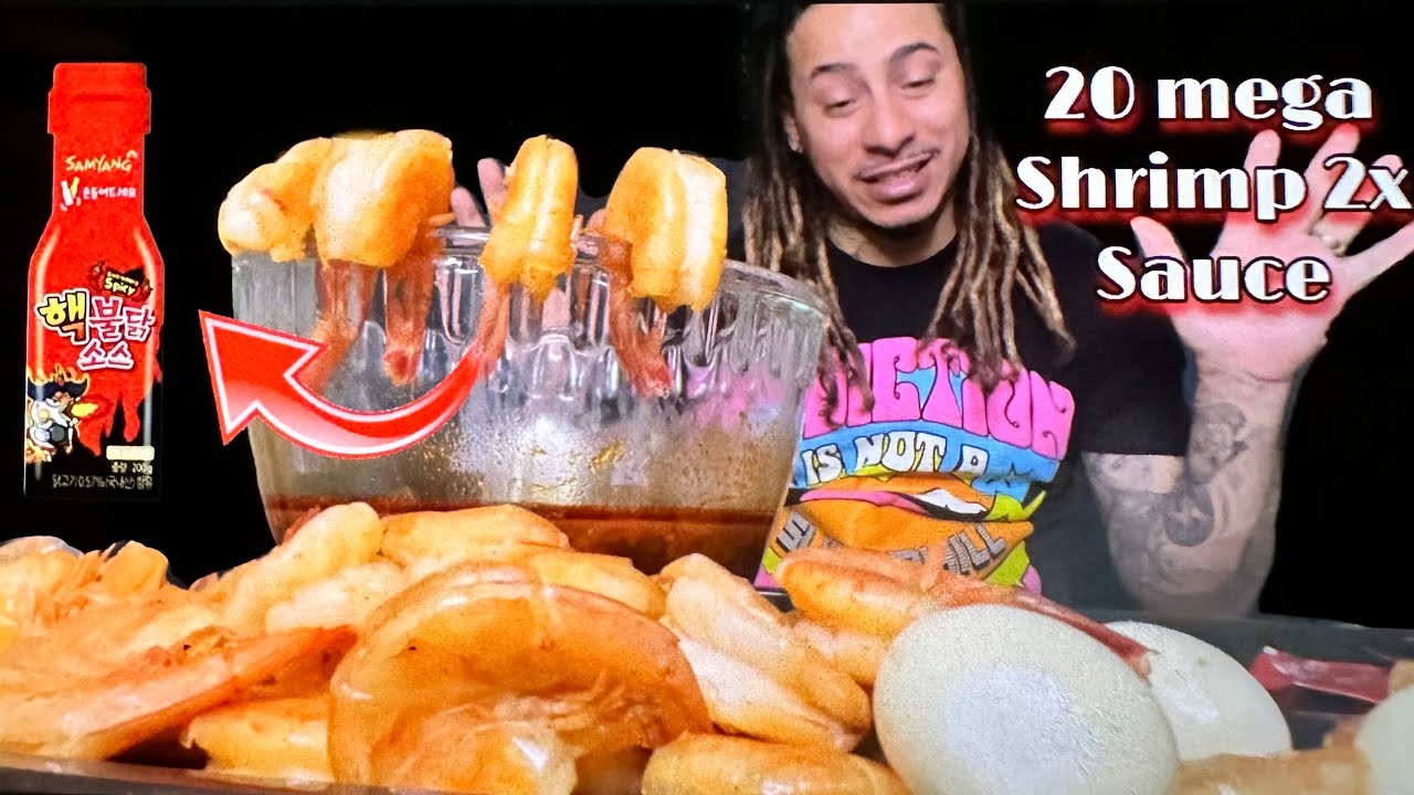 20 2x SPICY MEGA SHRIMP CHALLENGE IN 10 MINS ( SEAFOOD BOIL MUKBANG ...