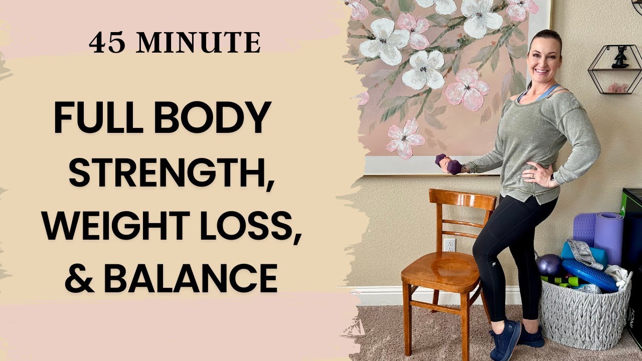 45 MINUTE STRENGTH & BALANCE WORKOUT: Standing Chair Exercises for ...