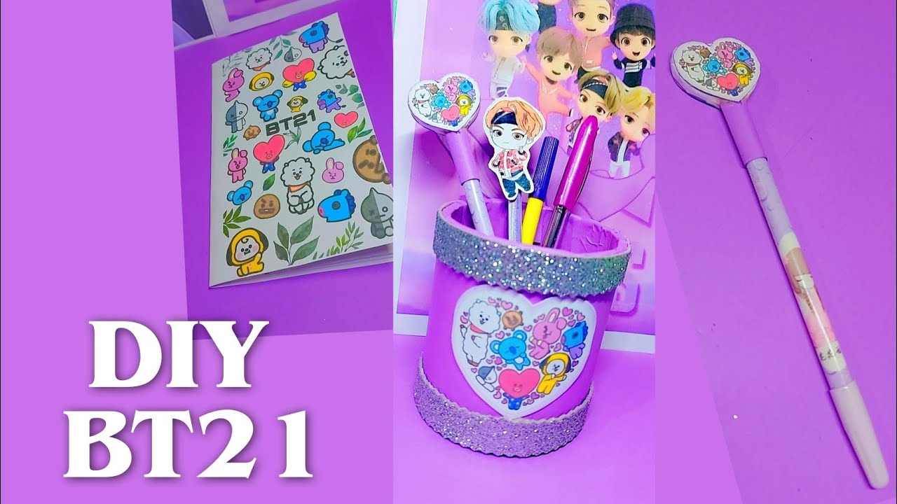 Diy Easy Bts Craft Ideas / Making Bt21 School Supplies / How To Make ...