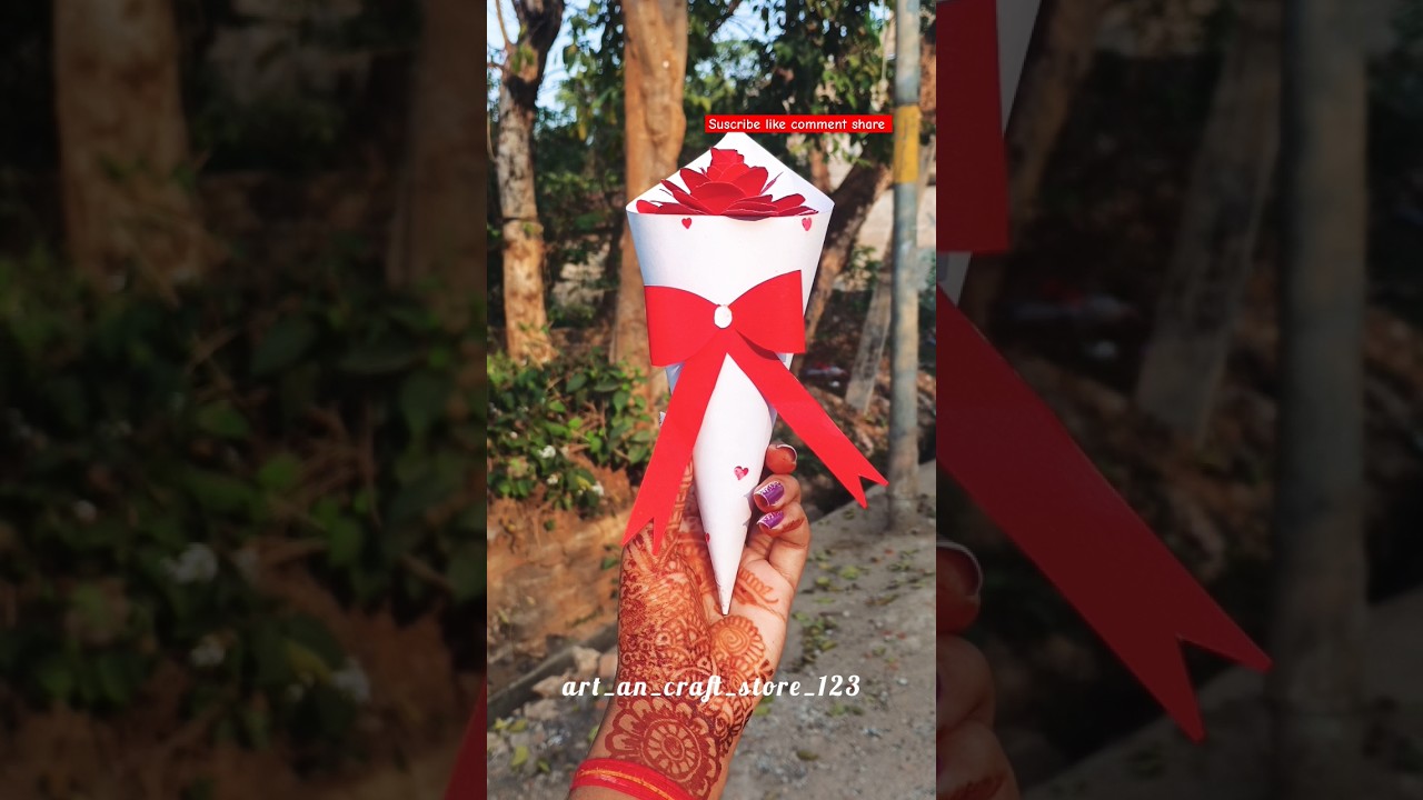 how to make Paper Flower bouquet // rose day 🌹// paper craft // insta ...