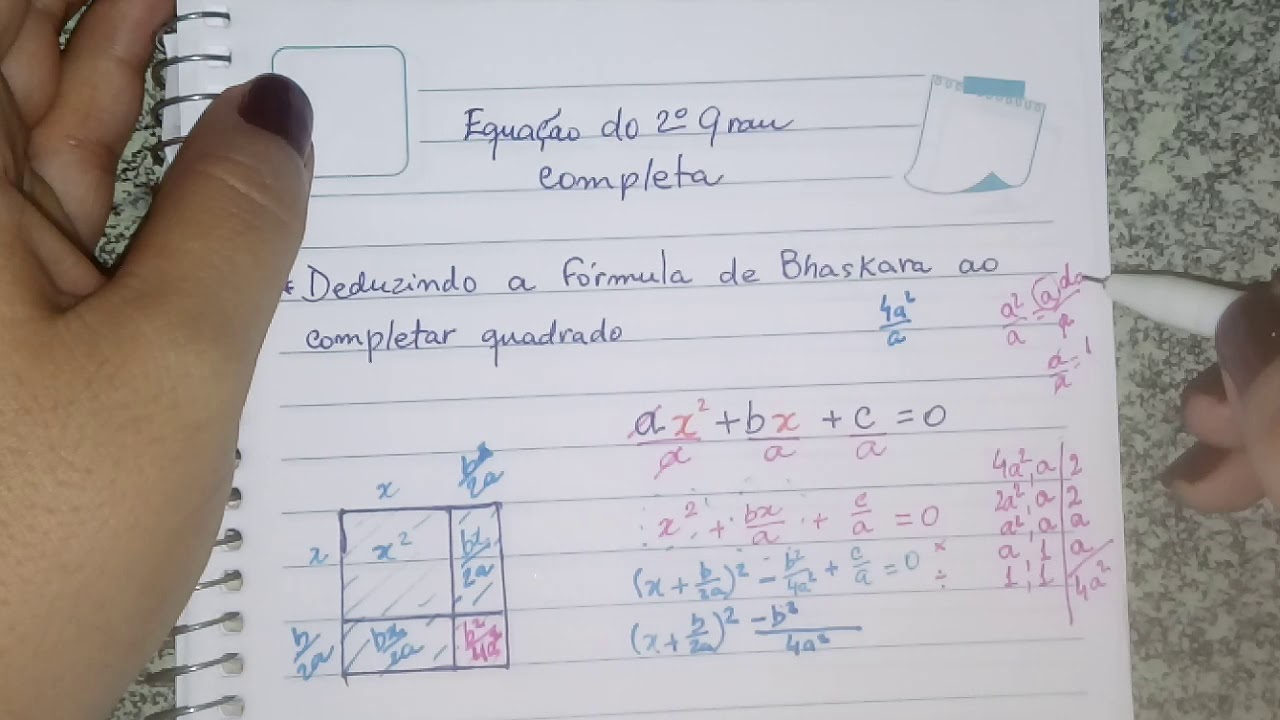 Dedução da Fórmula de Bhaskara completando quadrado - YouTube