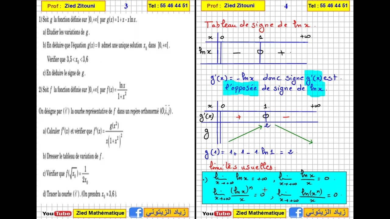 01- Logarithme Népérien Correction Exercice avec Rappel de Cours Bac ...