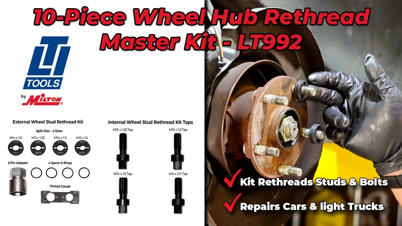 10-Piece Wheel Hub Master Rethread Kit for Damaged External Studs ...