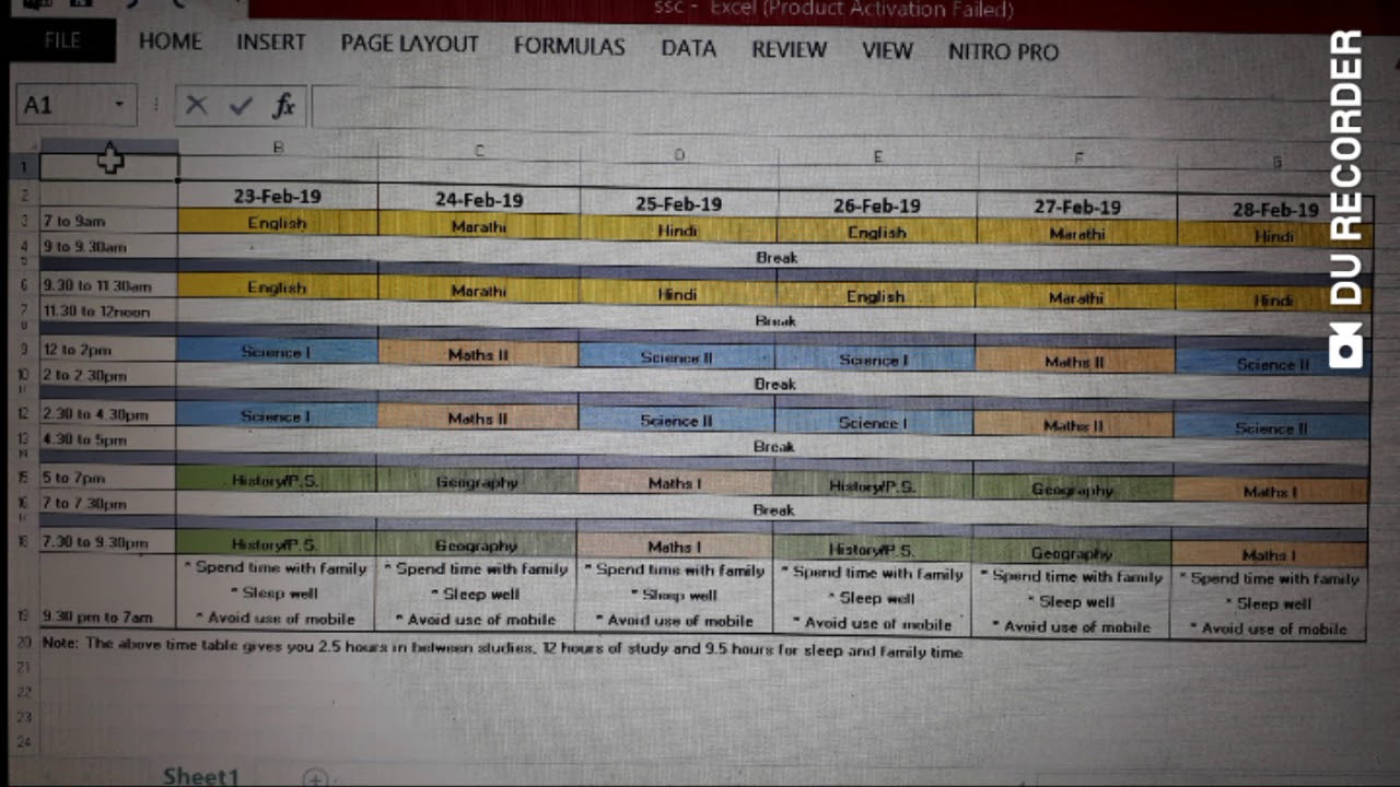 SSC 2019 - Study time table - YouTube