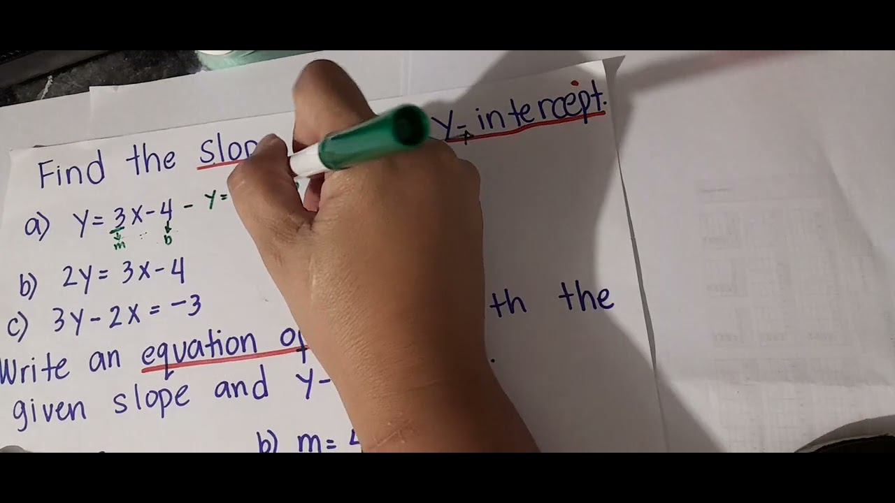 writing equation of a line given the slope and b (English / Filipino ...
