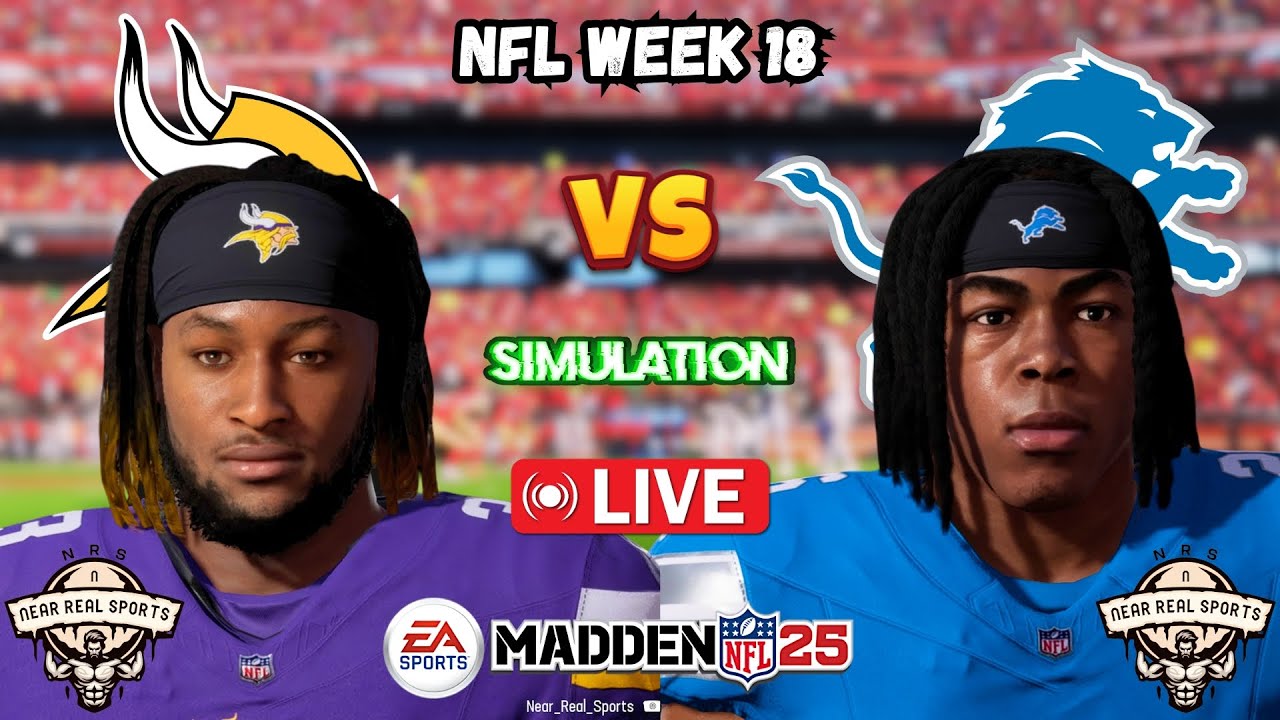 VIKINGS vs. LIONS | NFL WEEK 18 | MADDEN 25 PREDICTIONS - YouTube