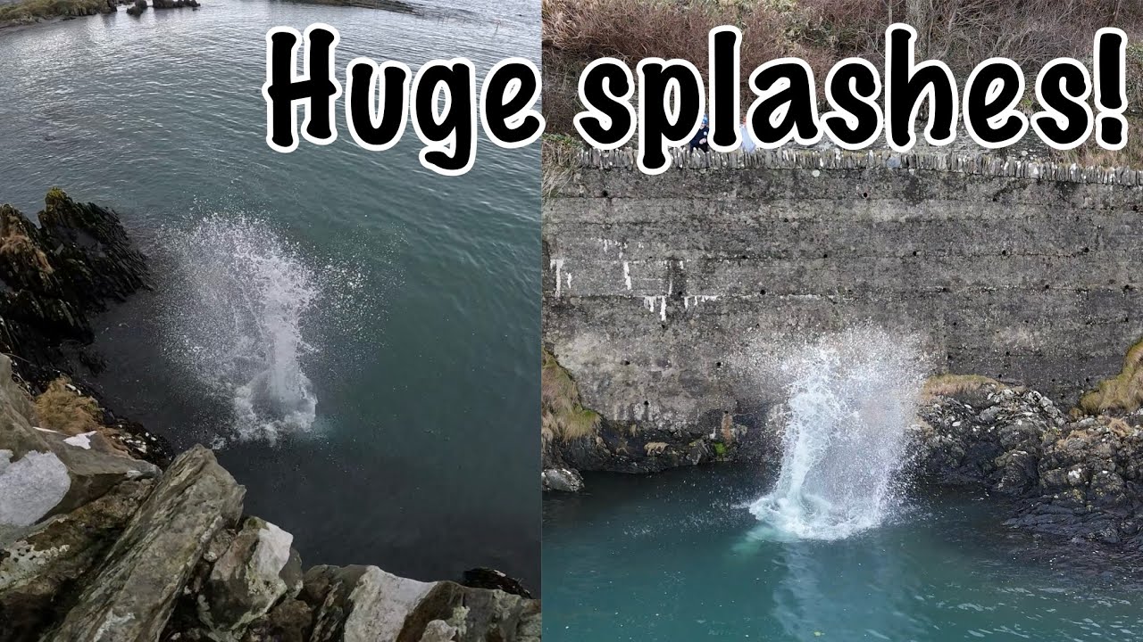 Huge Rock Splashes at Brompton Bay, Bangor - YouTube