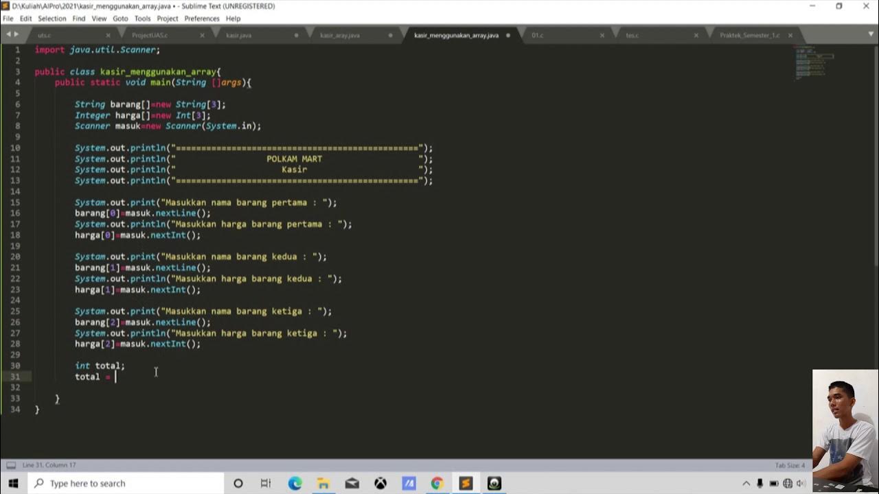 Membuat Program Kasir Sederhana Menggunakab Array dan Bahasa Java - YouTube