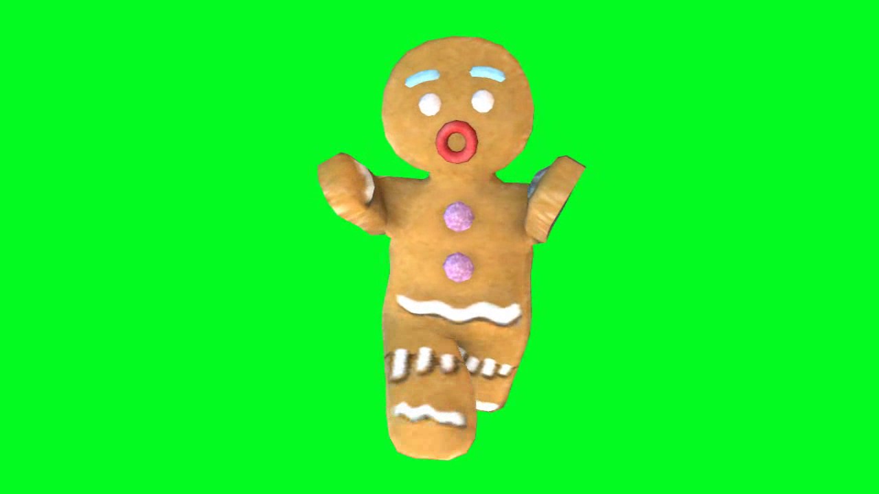 Gingerbread Man run animated front chroma - YouTube