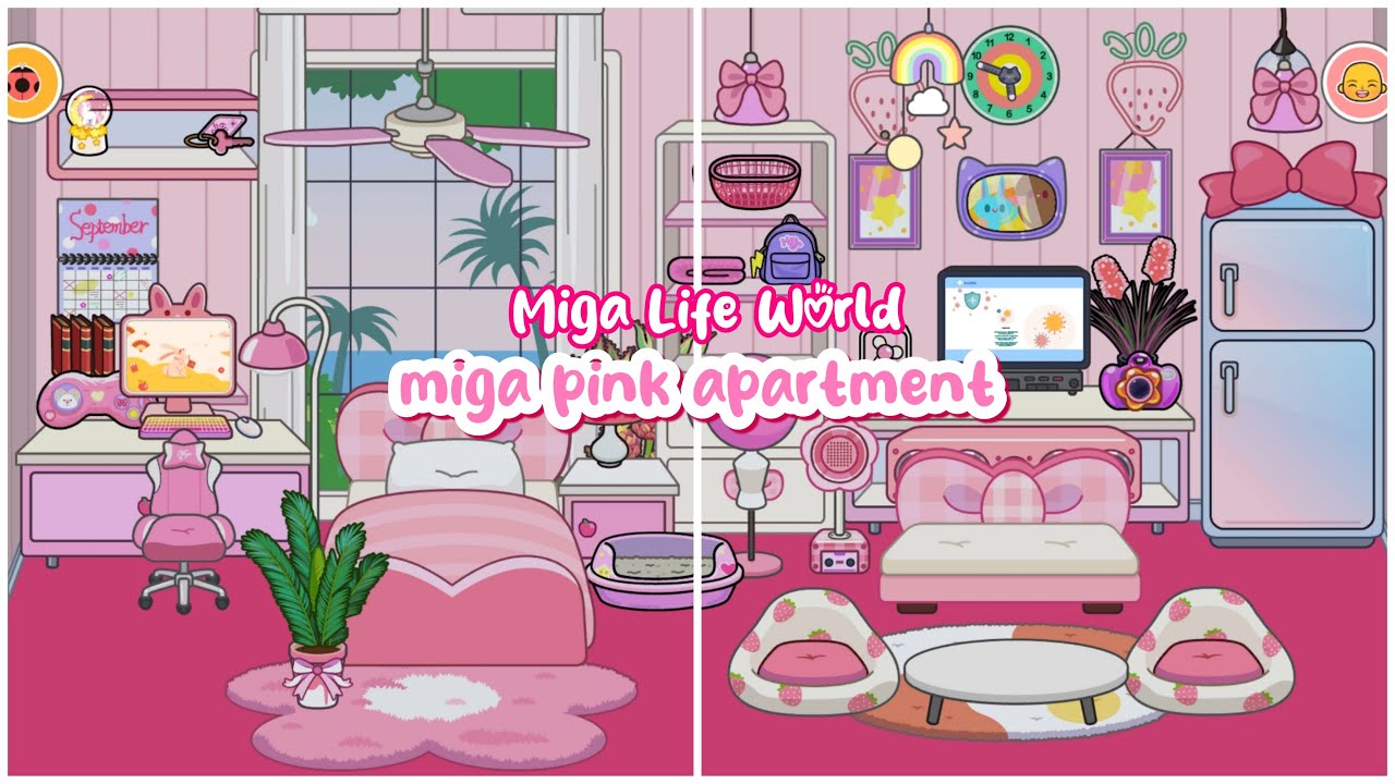 Miga Life World pink apartment house design 💓☁️ | MIGA WORLD ♥️ - YouTube