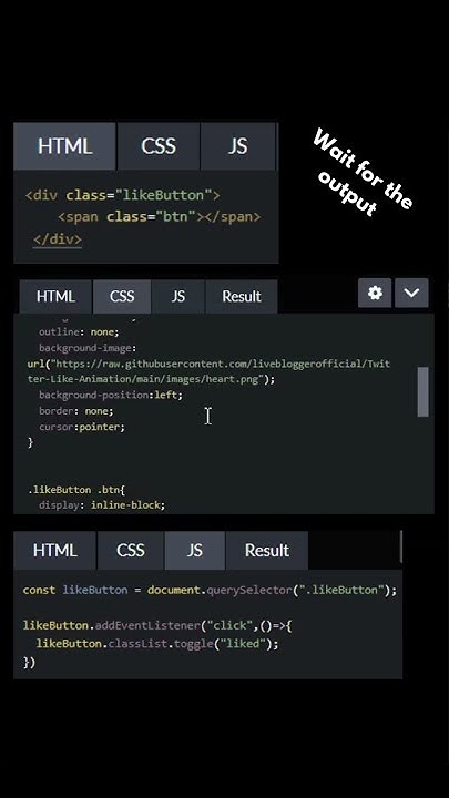 Twitter Like Button Animation Using #html , #css & #javascript #shorts - YouTube