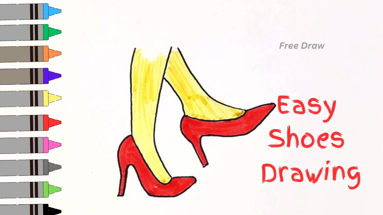 How to draw feet with high heels easy || Shoes drawing || Easy drawing ...