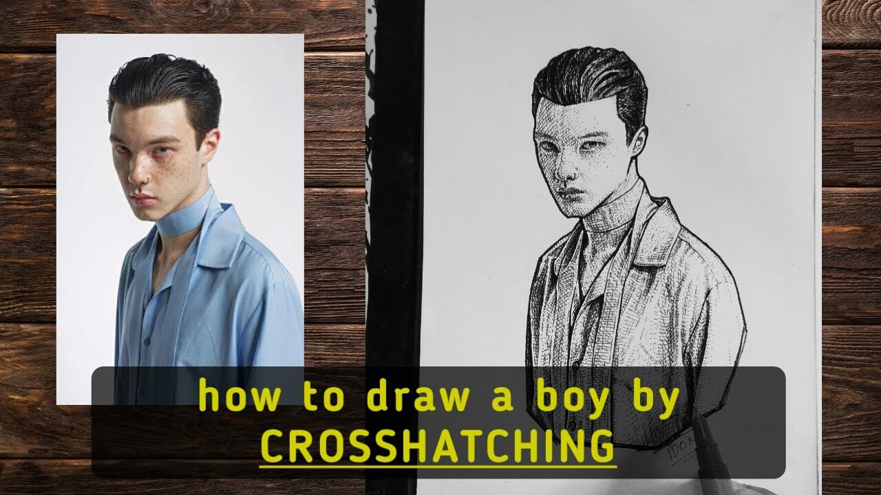 SPEED DRAWING | How to draw a boy by Crosshatching - YouTube