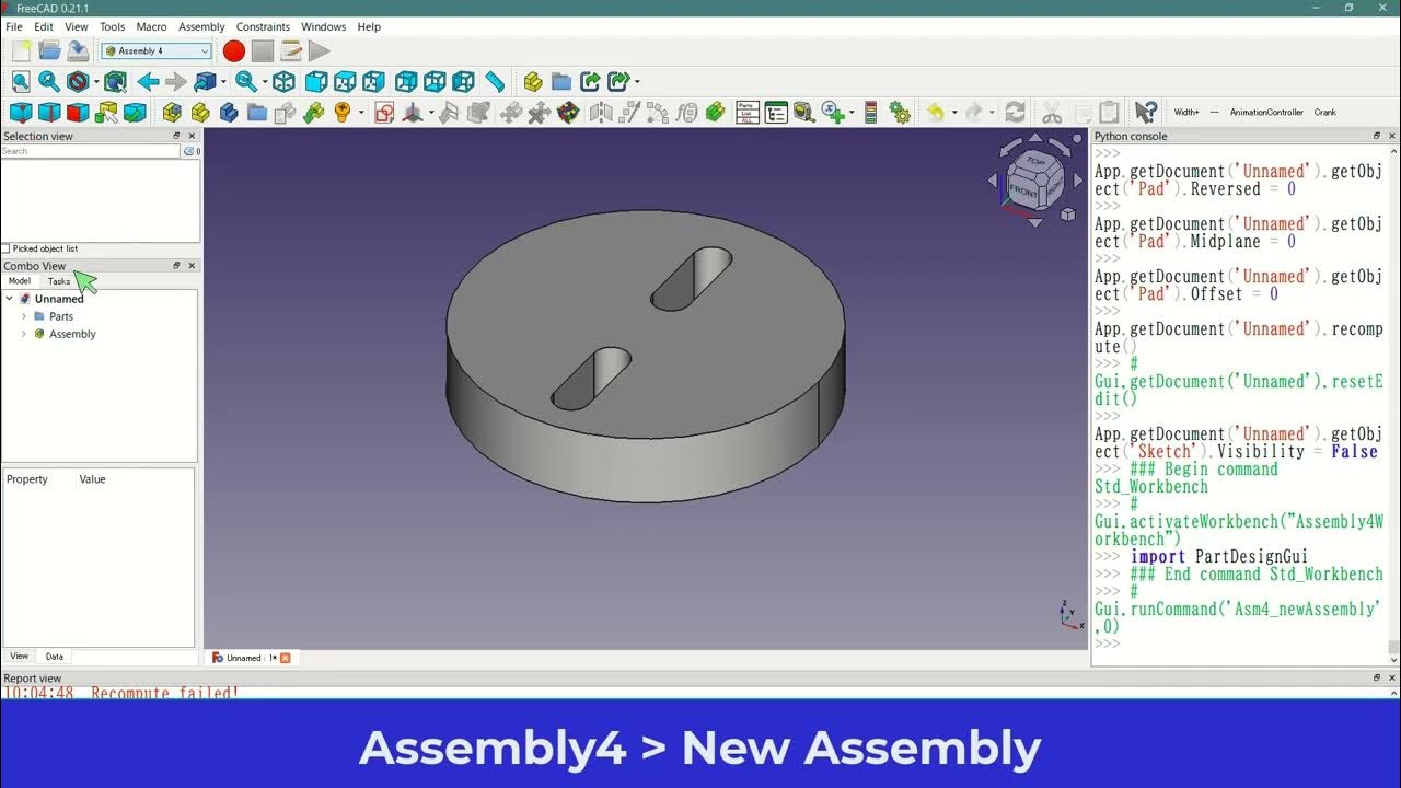 FreeCAD ： rotation with Assembly4 - YouTube