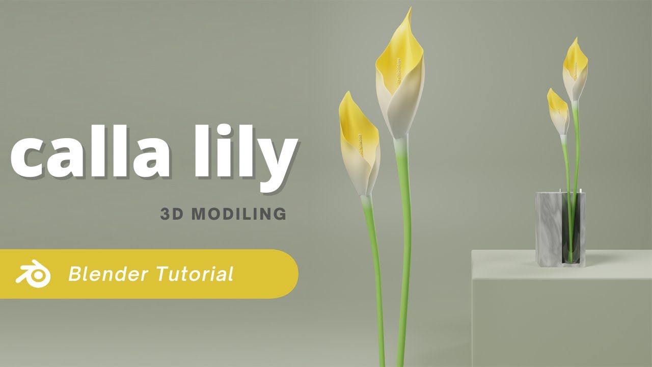 calla lily flowers in the modern vase 3D modeling in Blender – بلندر ...