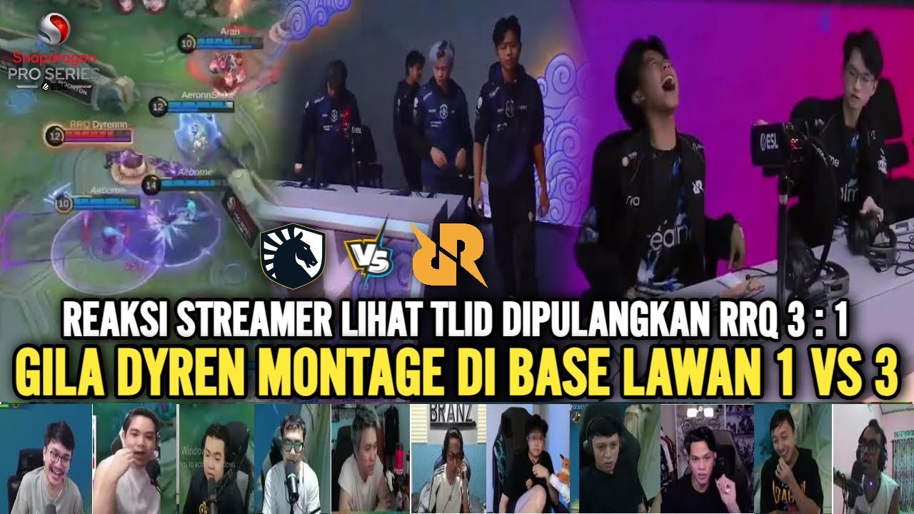 REACTION STREAMER‼️POVEUS DYREN MONTAGE DIBASE LAWAN 1 VS 3 GILA‼️RRQ VS TLID GAME4 #esl # ...