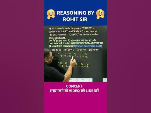 🔥CODING DECODING | REASONING BY ROHIT SIR | #shorts #ssc #sscgd #reasoning #radianmensa - YouTube