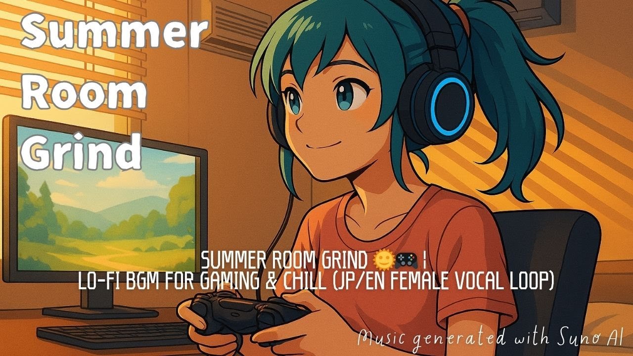 Summer Room Grind 🌞🎮 | Lo-fi BGM for Gaming & Chill (JP/EN Female Vocal Loop) - YouTube
