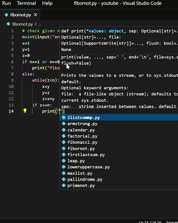 Check The Given Number Are Fibonacci Number Or Not In Python Code Pythonprogramming Youtube