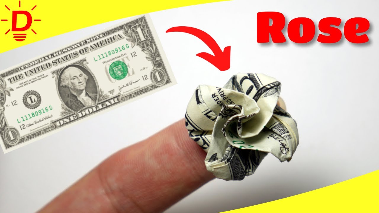 How to Make a Beautiful Rose using a $1 bill - YouTube