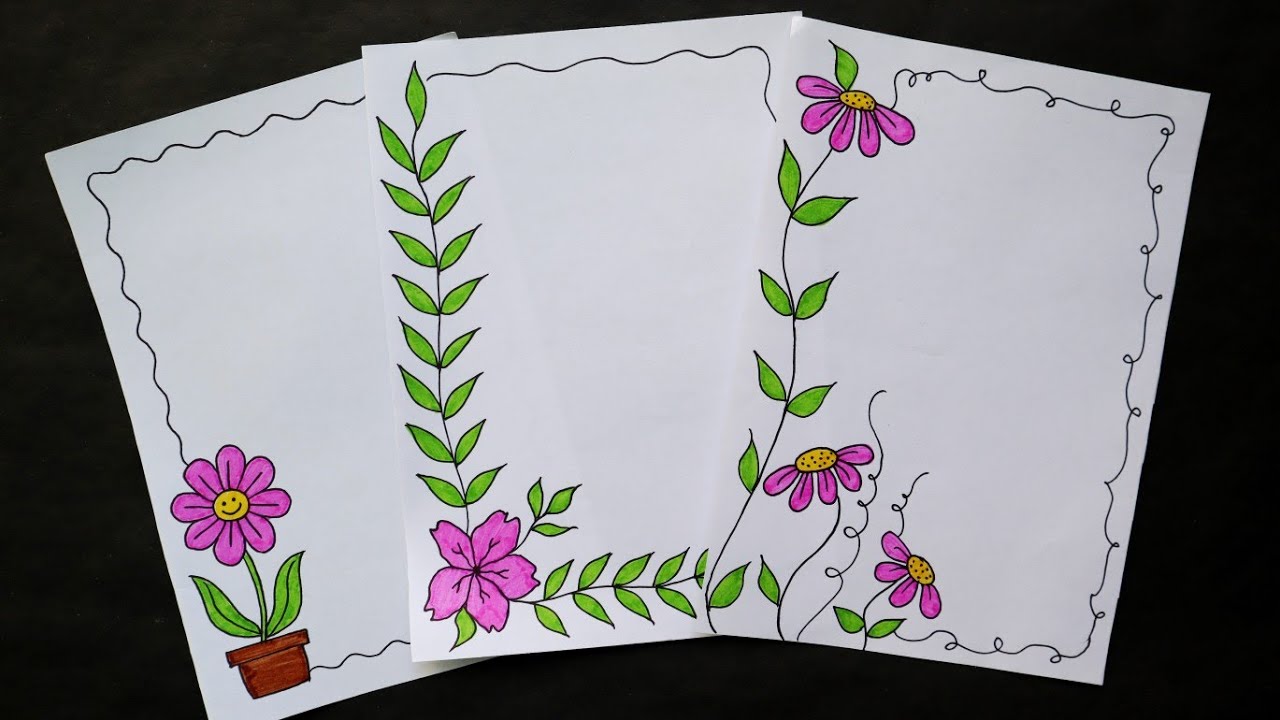 3 Border Design/Border Design for Project/ Simple and Easy Border ...