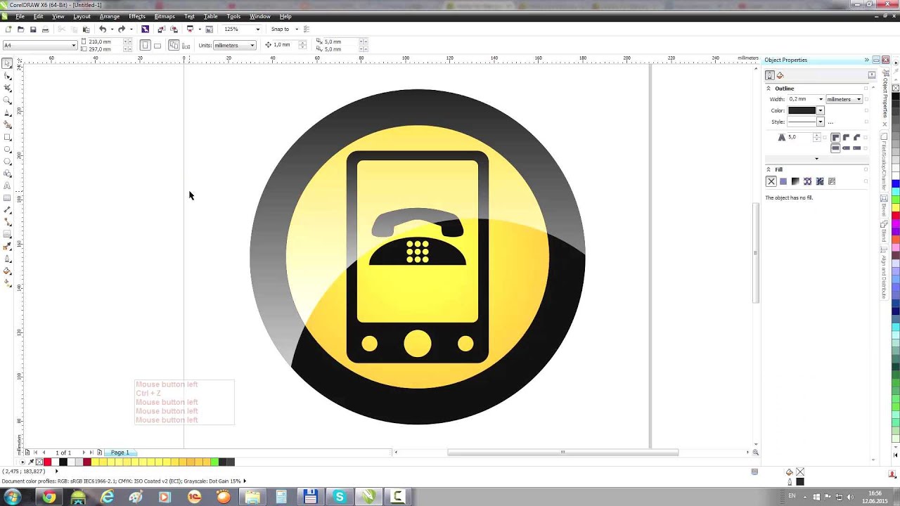 CorelDRAW Example: Button with phone - YouTube