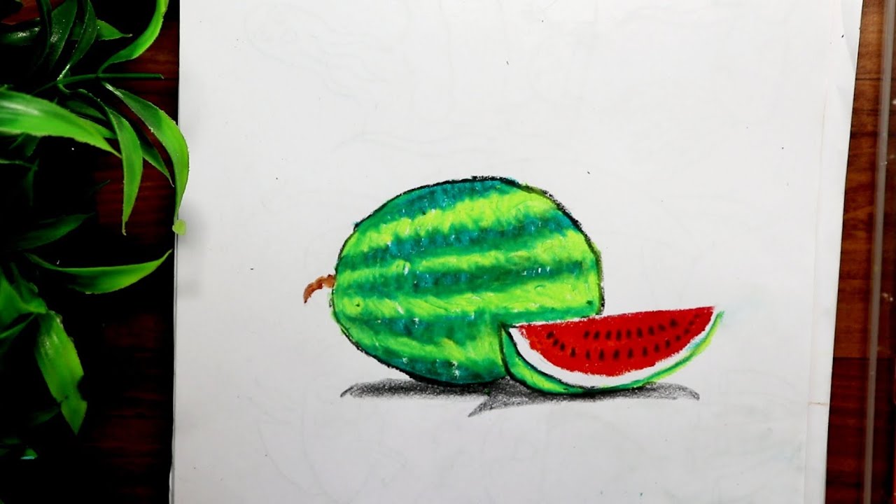how to draw a watermelon 🍉 step by step | watermelon drawing easy - YouTube