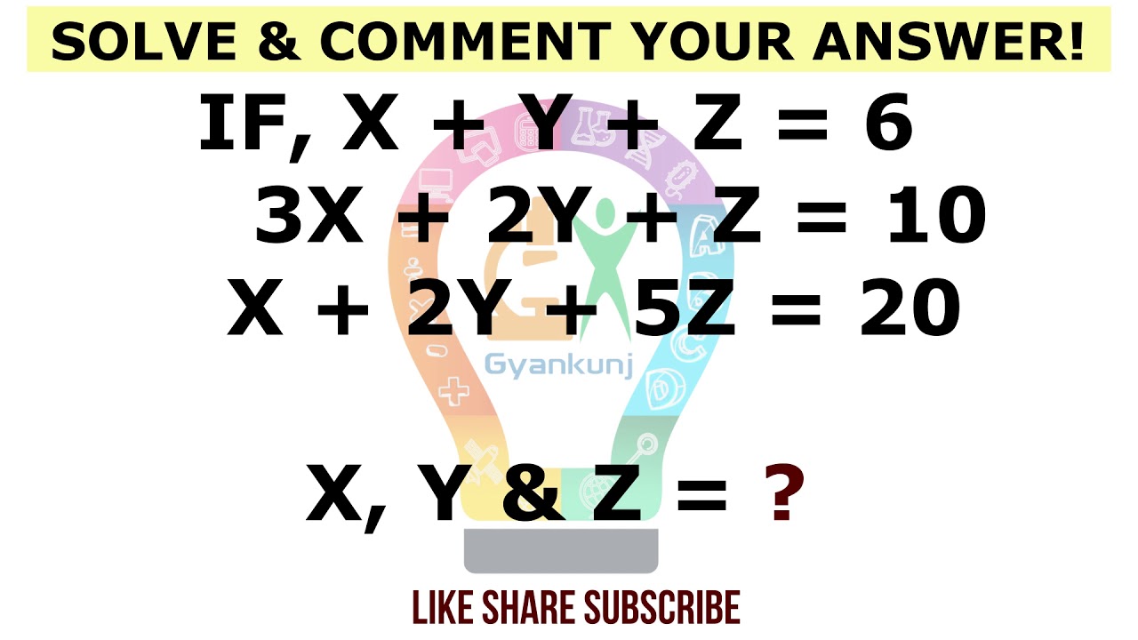 Linear Equation in Three Variables Puzzle | Gyankunj Stumper Series ...