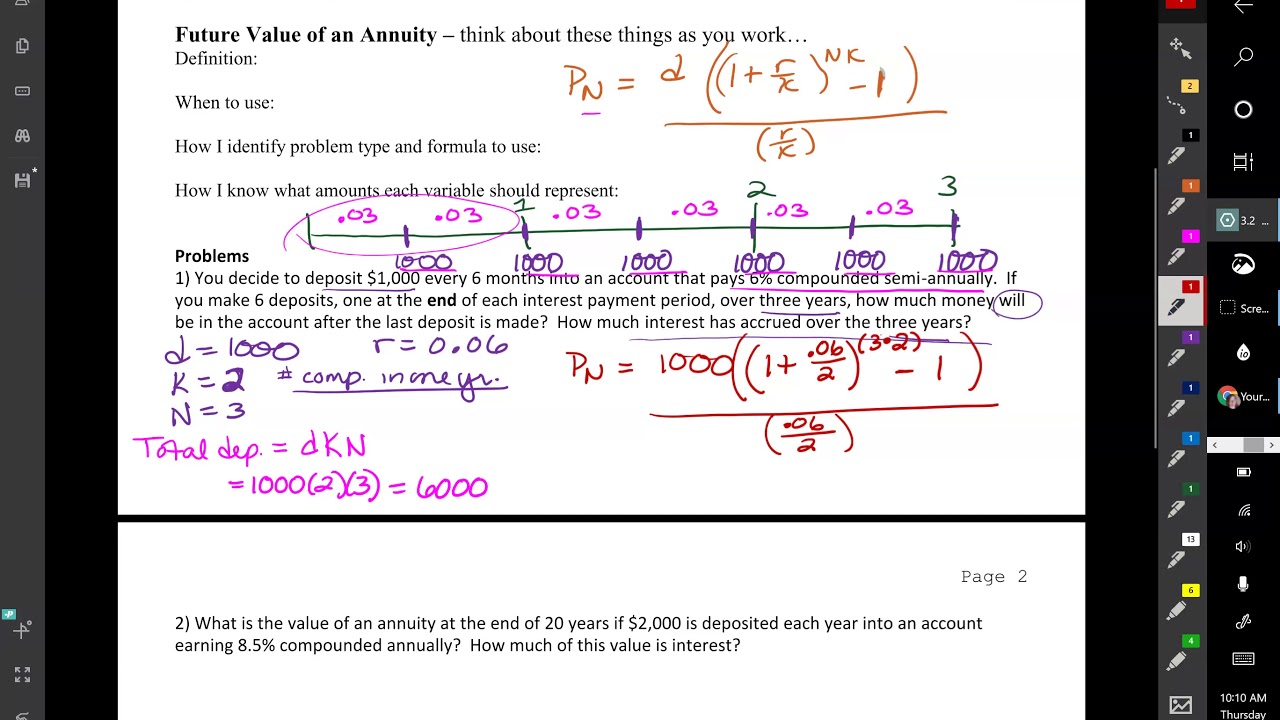 Math 107 Finance Activity 3.2a - Future Value of an Annuity - YouTube