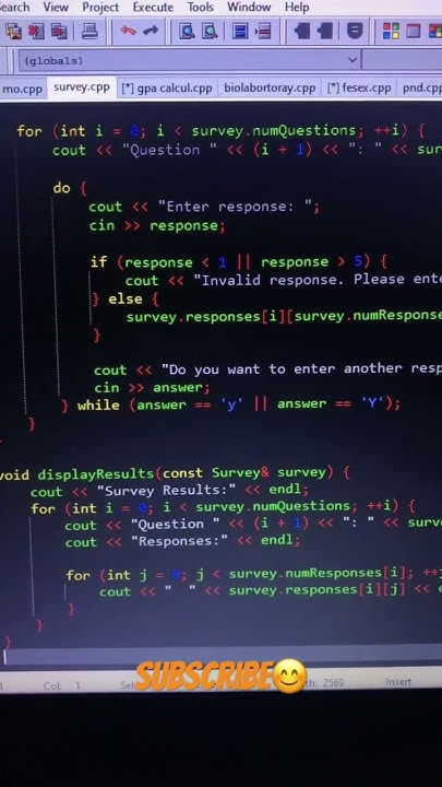 Survey Response Ide Dev C Cppprogramming Youtube
