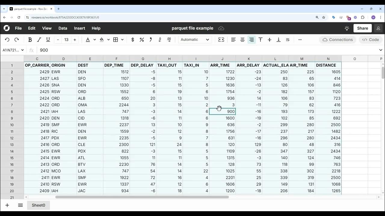 Easily open and edit parquet files in a spreadsheet with Row Zero - YouTube