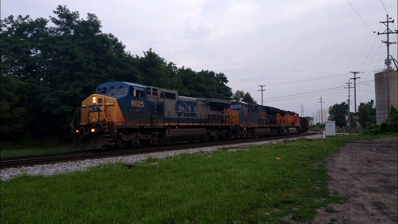 Herzog Ballast Train on the CSX Plymouth Sub - Two Dash 9's and a GEVO - YouTube