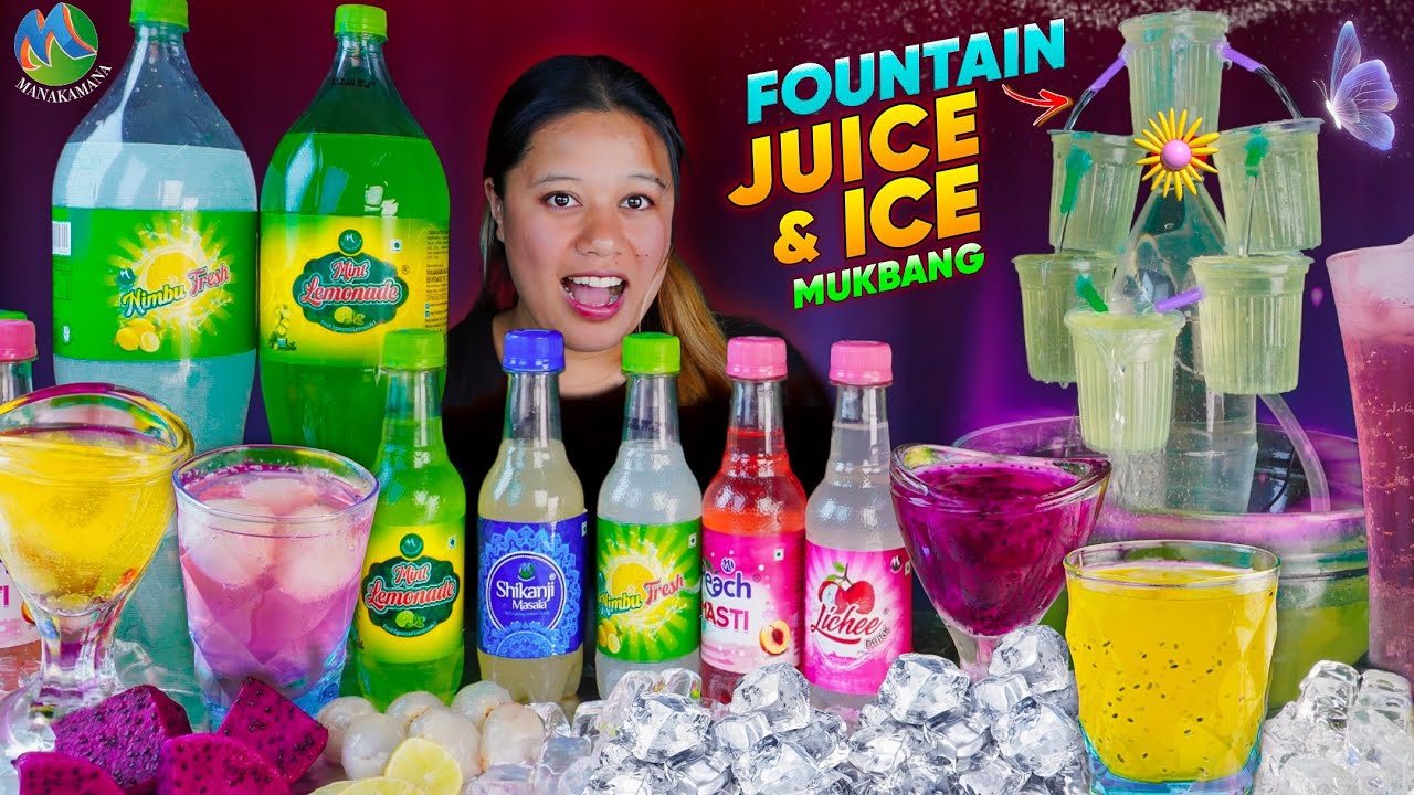 Drinks Mukbang with Fizzy Fountain, Fruit Juices & Ice Crunch Mukbang ...