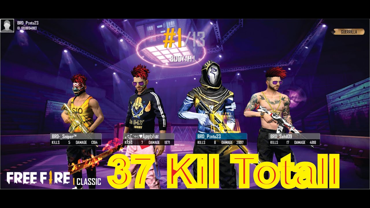 free fire classic Game Total 37 Kills || BOT Players VS Team BRD || BRD ...