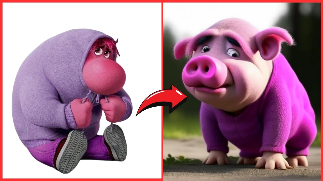 Inside Out 2 IN THE FORM OF A PIGLET 🐷 All characters - Joy, Sadness ...