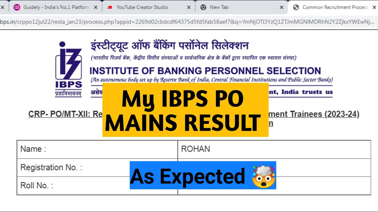 MY IBPS PO MAINS RESULT 2022 #ibpspo #ibps #sbi #sbipo - YouTube