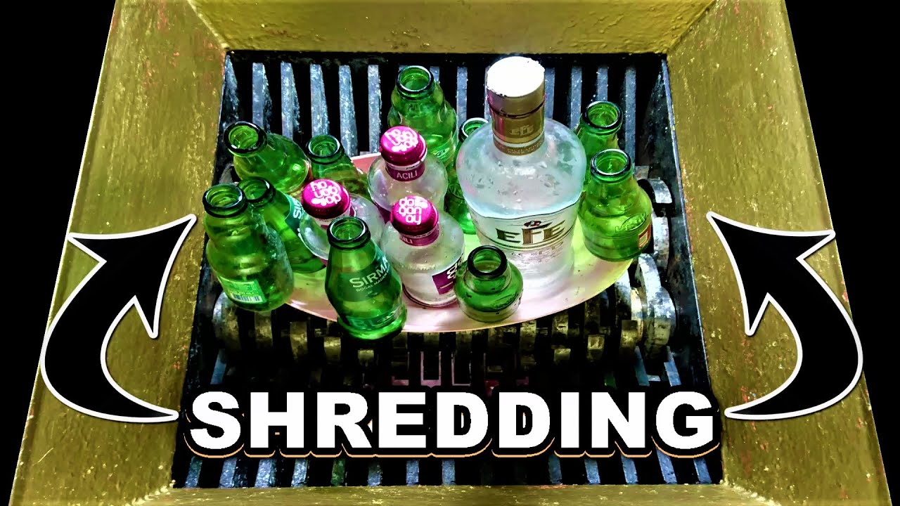 Shredding Thick Glass Bottles with the Shredder Machine! Hard and Soft ...