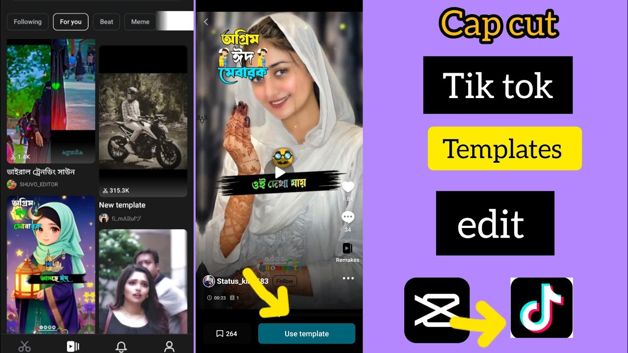 মোবাইল দিয়ে এই ধরনের ভিডিও গুলো কিভাবে এডিট করবেন New Tik tok Cap Cut ...