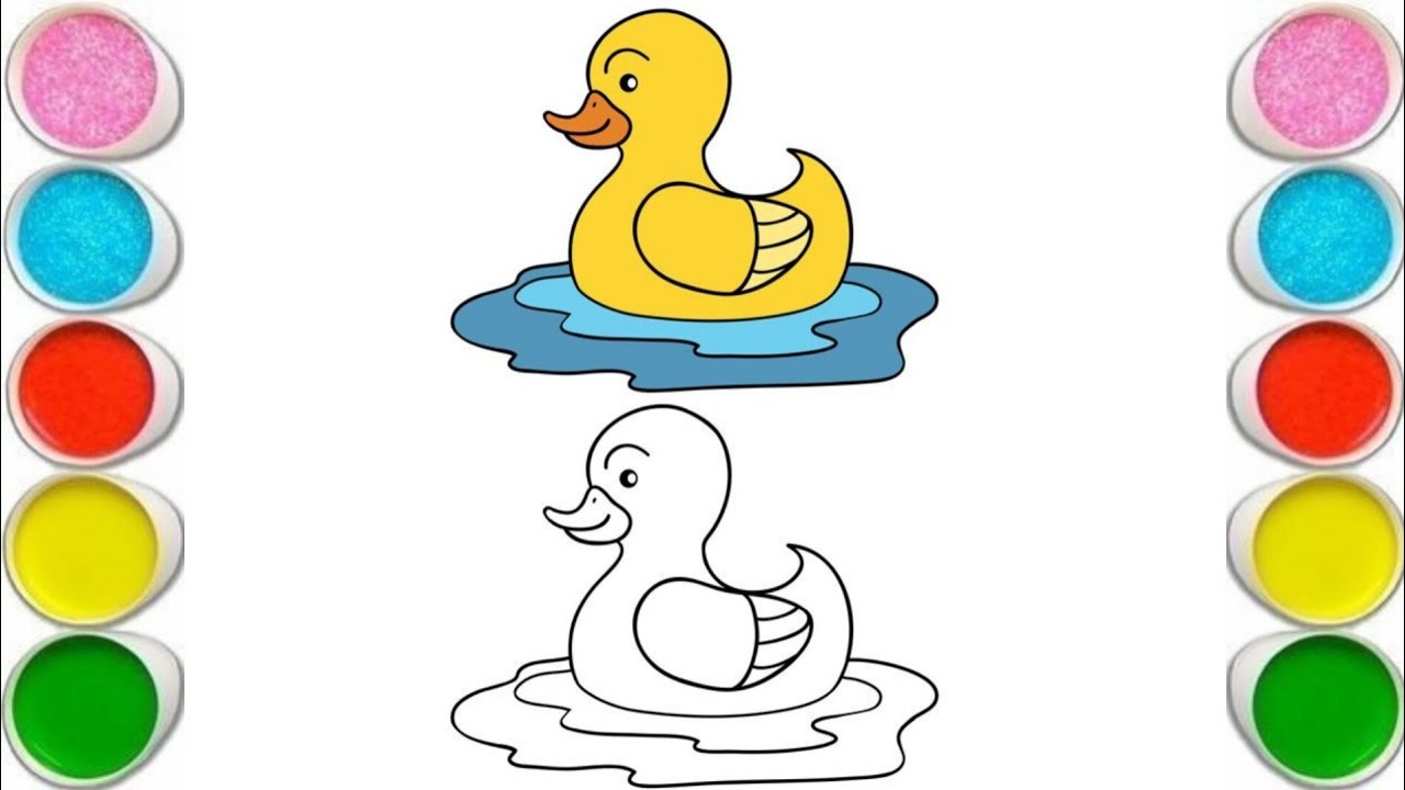 How to draw cute baby duck 🦆🦆 for kids and toddlers 🌈😁|| Baby duck ...