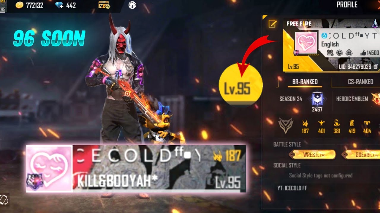 96 level coming soon😱😘||ICECOLD FF 🇮🇳 - YouTube