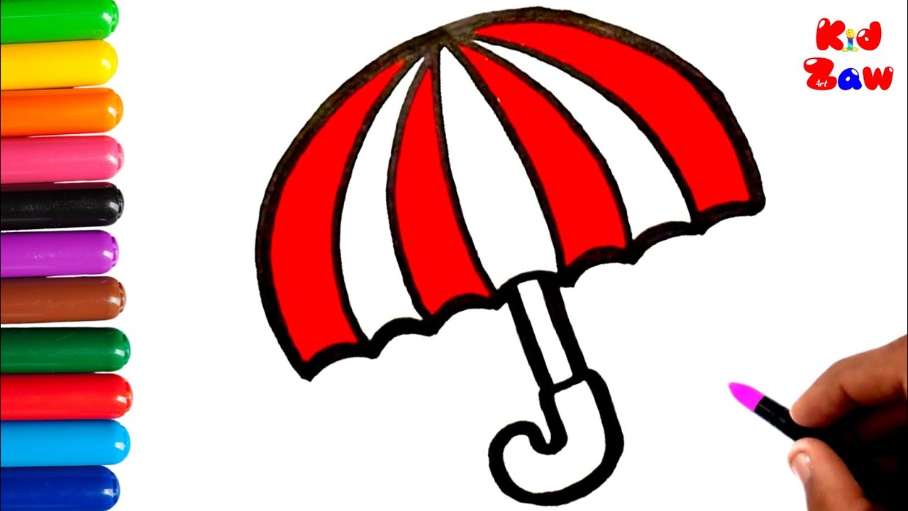 Learn Umbrella Drawing and Coloring for Kids Toddlers - How to Draw an ...