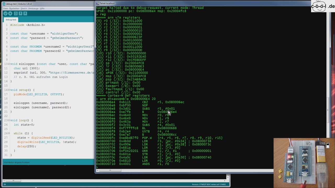 Stm32 Ohne Source Code über Den Stlink Und Openocd Debuggen Geflasht Mit Arduino Ide Und Vs Code 9760