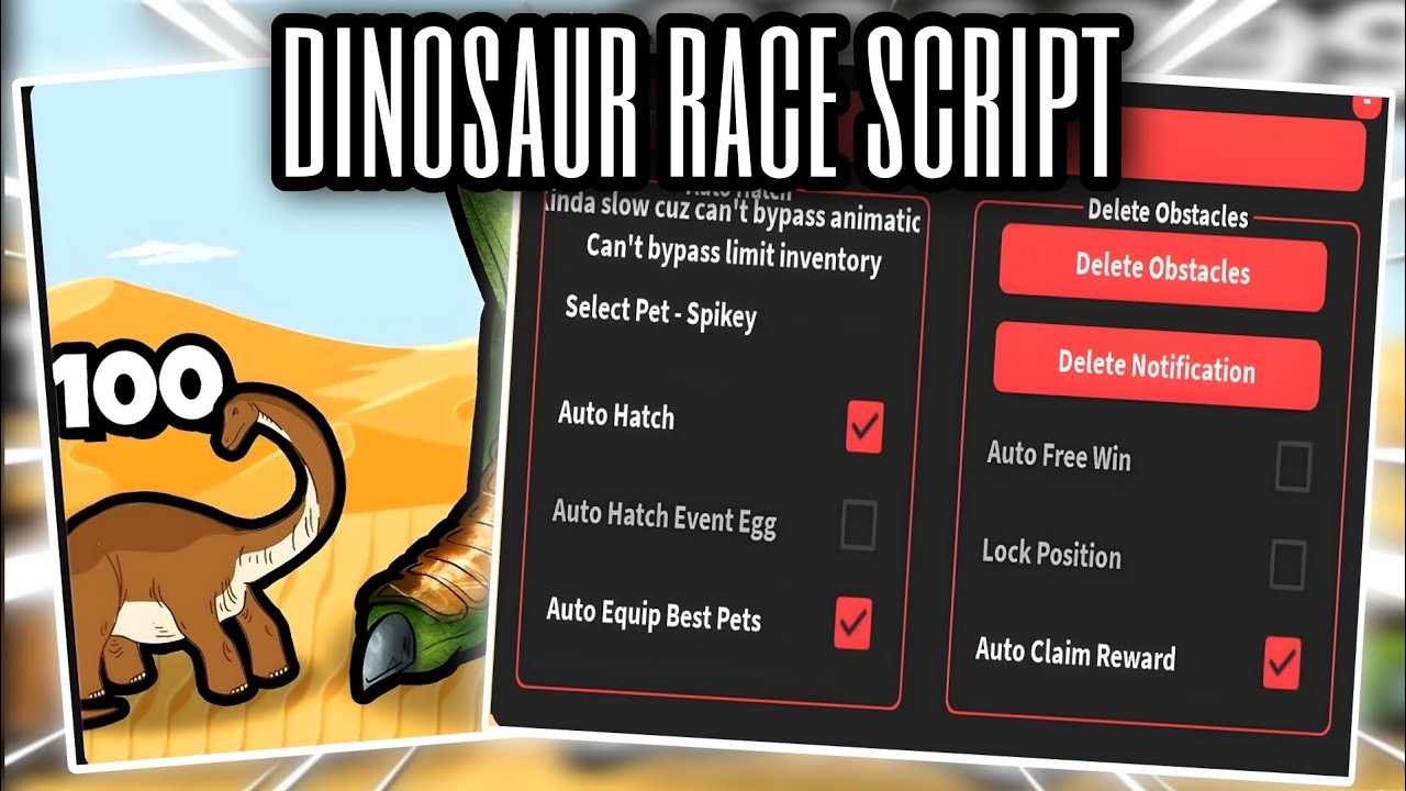 🔥Roblox Dinosaur Race🔥| Op Script - Auto Farm Wins, Auto Hatch Eggs ...